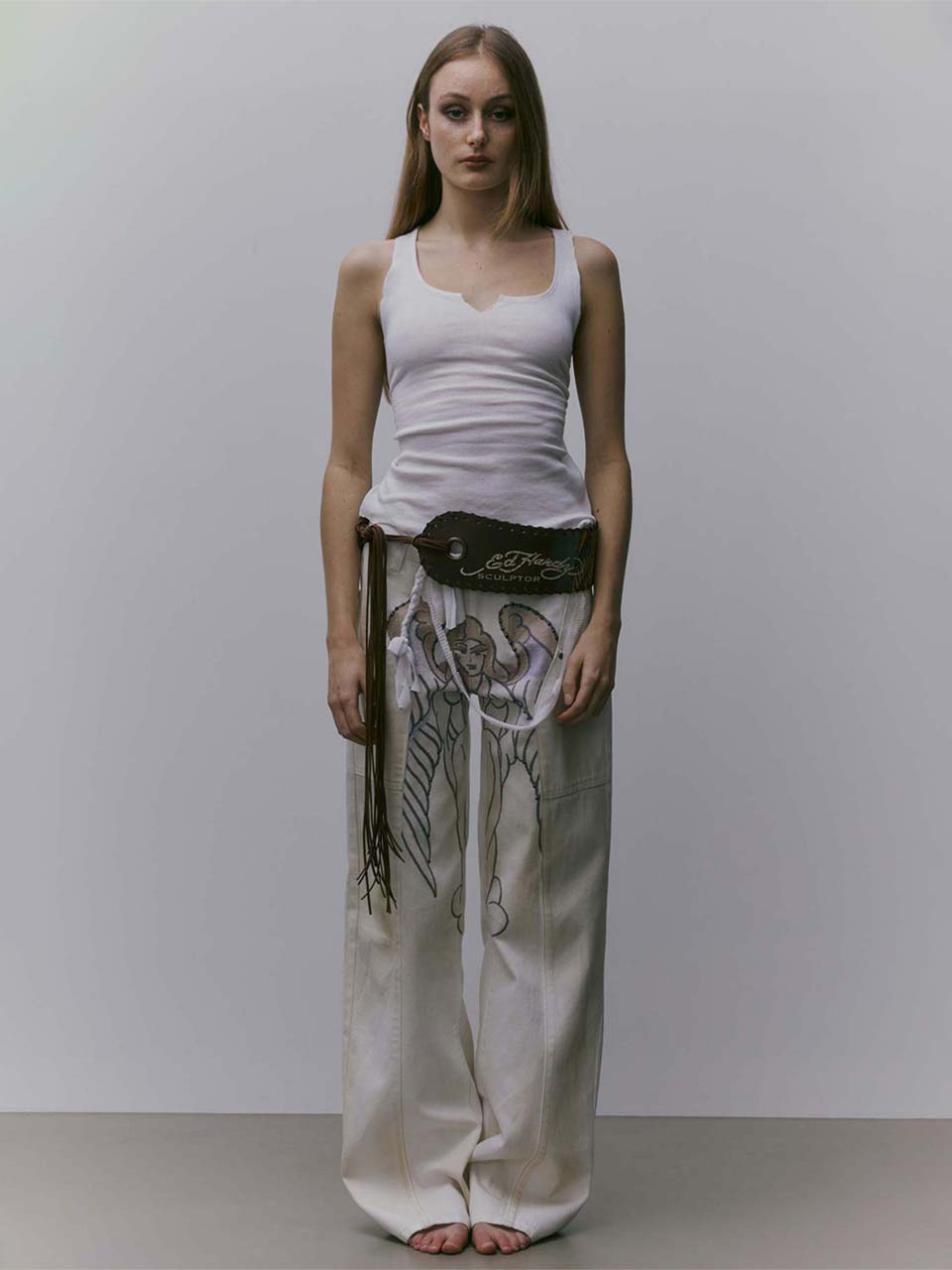 [Sculptor X Ed Hardy] Faux Leather Angel Belt Mahogany – SCULPTOR JAPAN