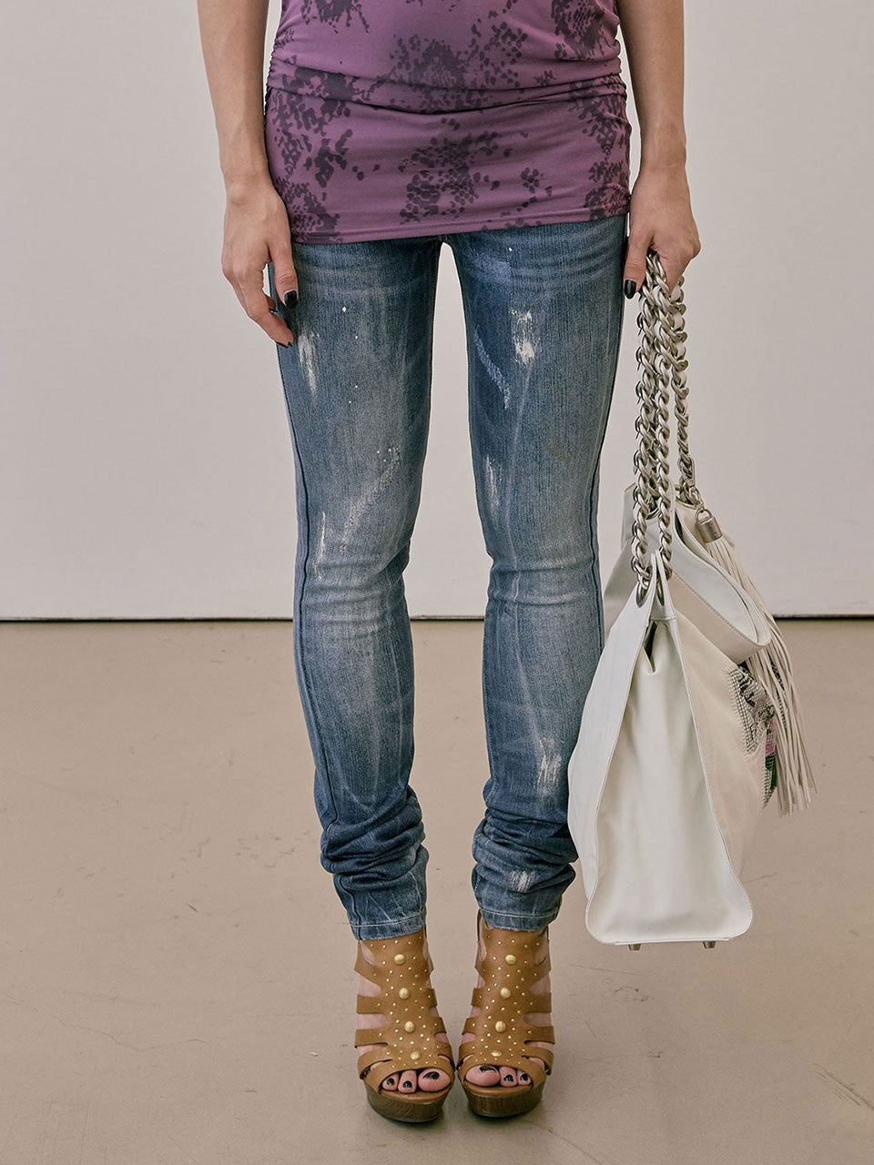 Wet Skinny Jeans Mid Blue Sculptor Japan