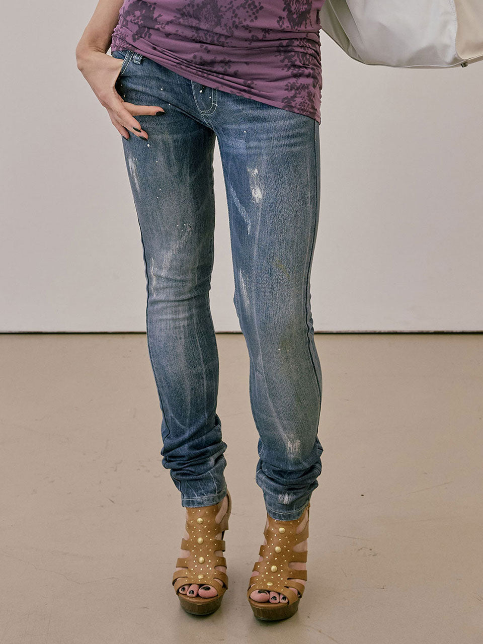Wet Skinny Jeans Mid Blue Sculptor Japan
